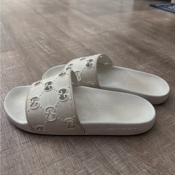 Gucci | Shoes | Gucci White Gg Pool Slides | Poshmark